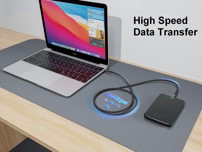 128441 USB 4 C auf C Kabel, 1.2m, PD240W, 8K/60Hz, 80 Gbit/s, Schwarz ...